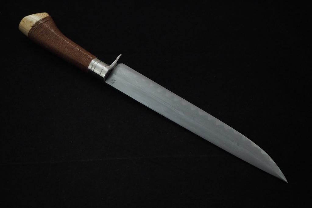 Yoshihiko Akitomo Damascus Midaremontan Yoroidoshi 270㎜・Double Bevel ...